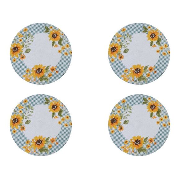 Kay Dee | Dining | Sunflowers Forever Blue Plaid Kitchen Or Dining Braided Placemats Set Of 4 ...